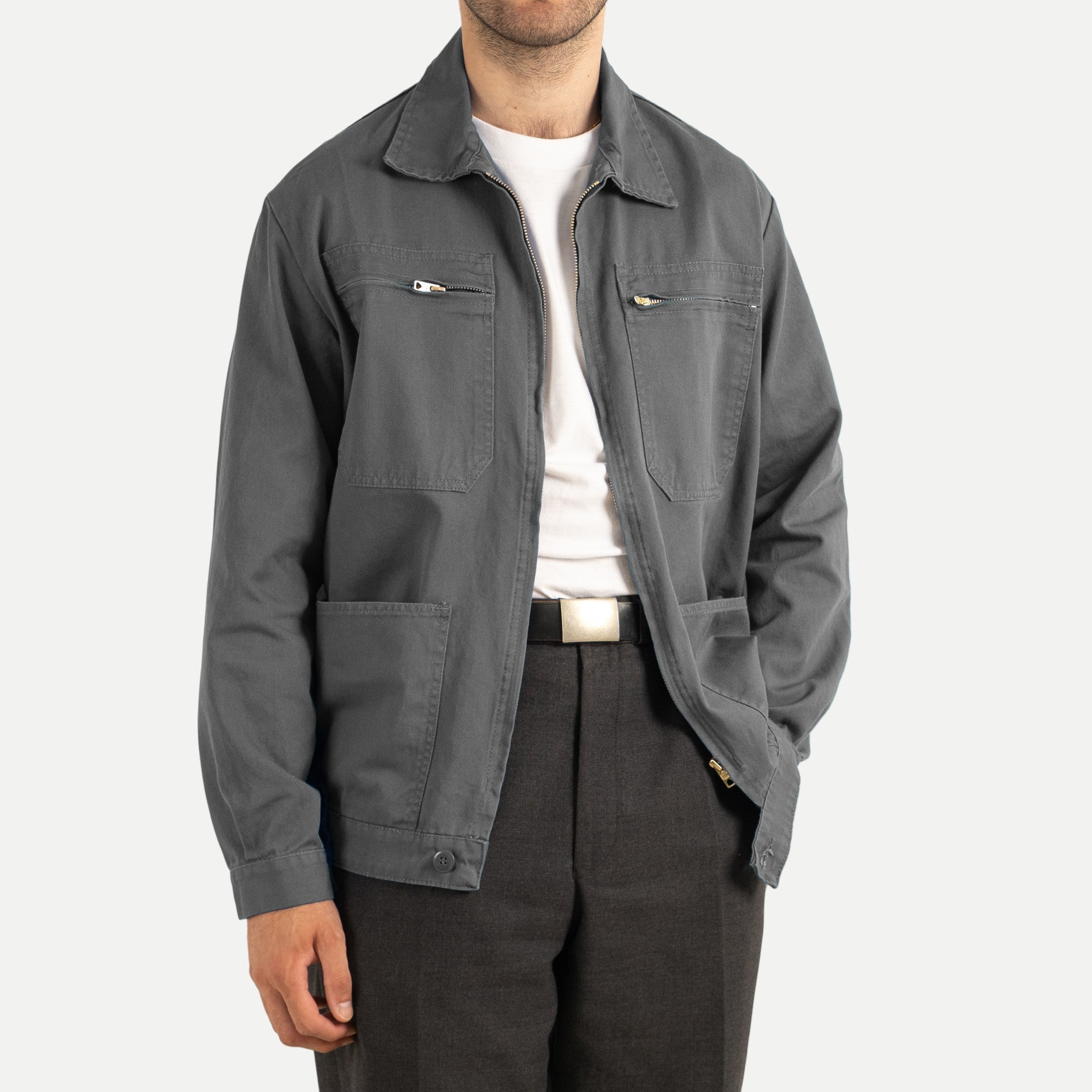 FRENCH ZIP WORK JACKET - GREY — Universal Surplus