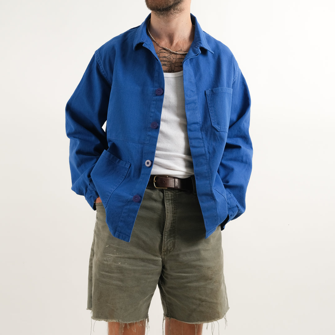 Denim Blue Army Fatigue Jacket french army work jacket